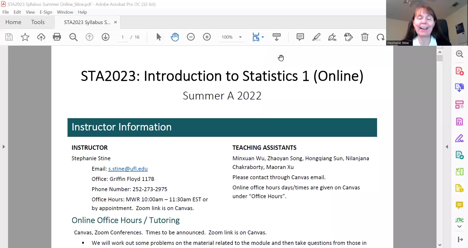STA 2023 Online Summer A 2022 Syllabus Video