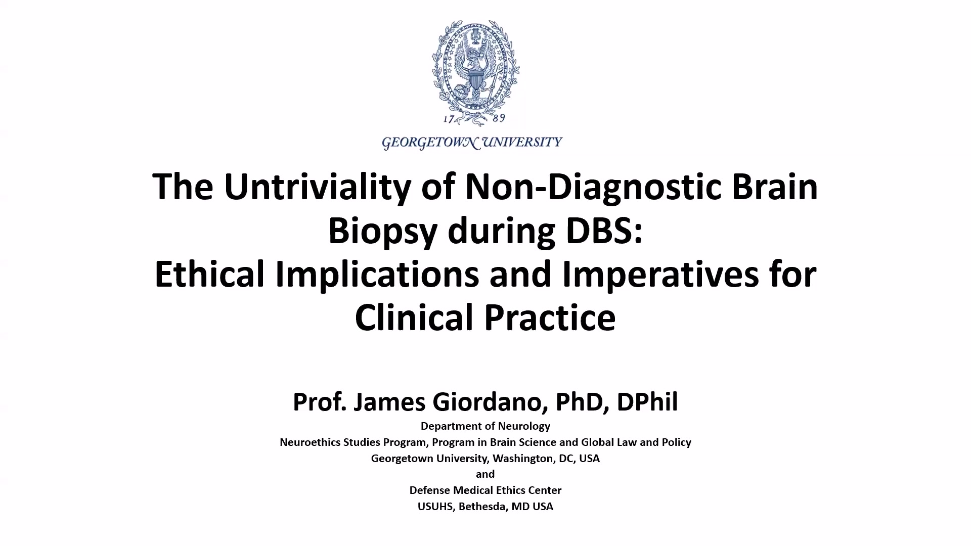"The Untriviality of Non-Diagnostic Brain Biopsy during DBS: Issues ...