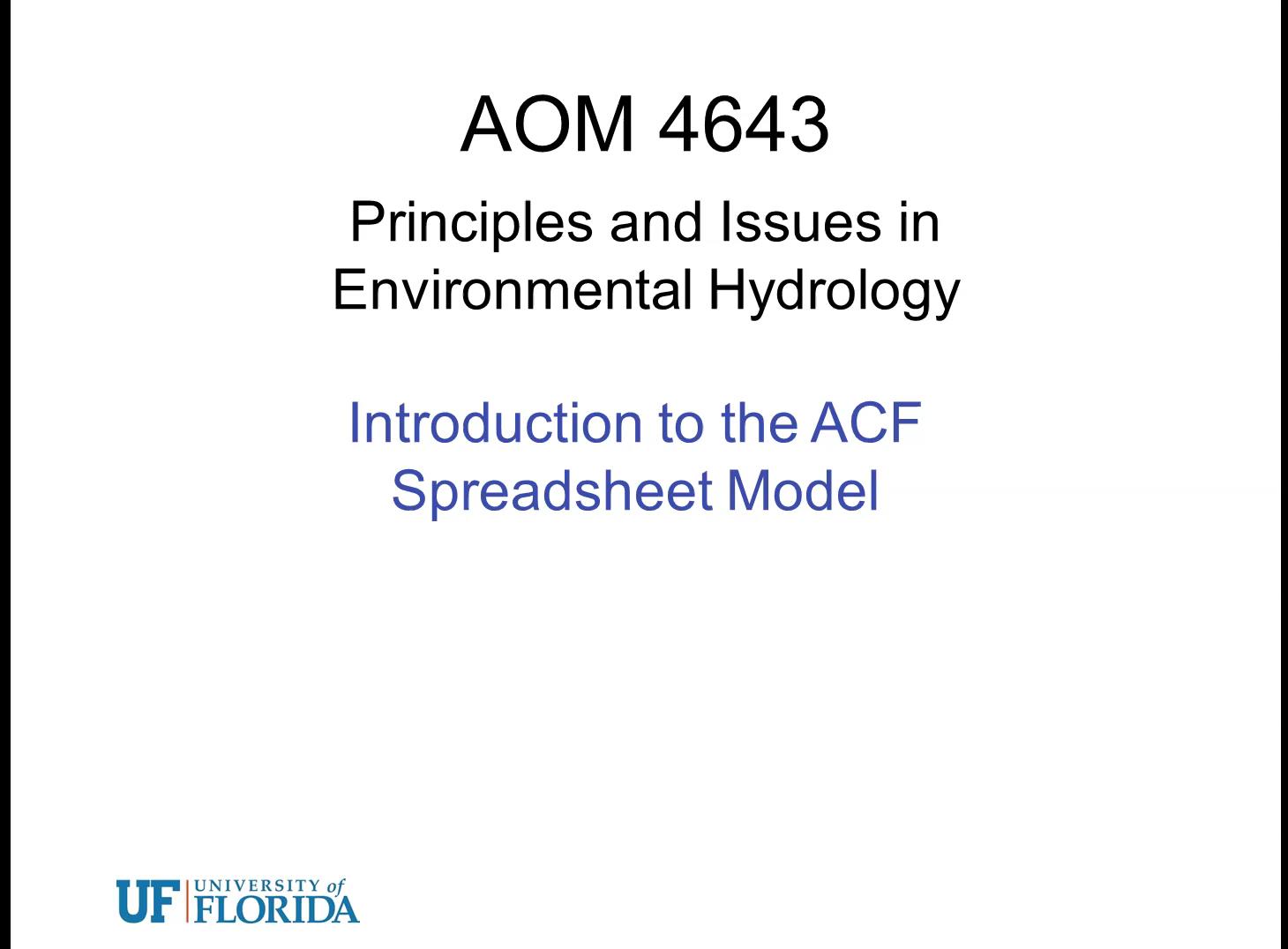 ACF Spreadsheet Model Introduction